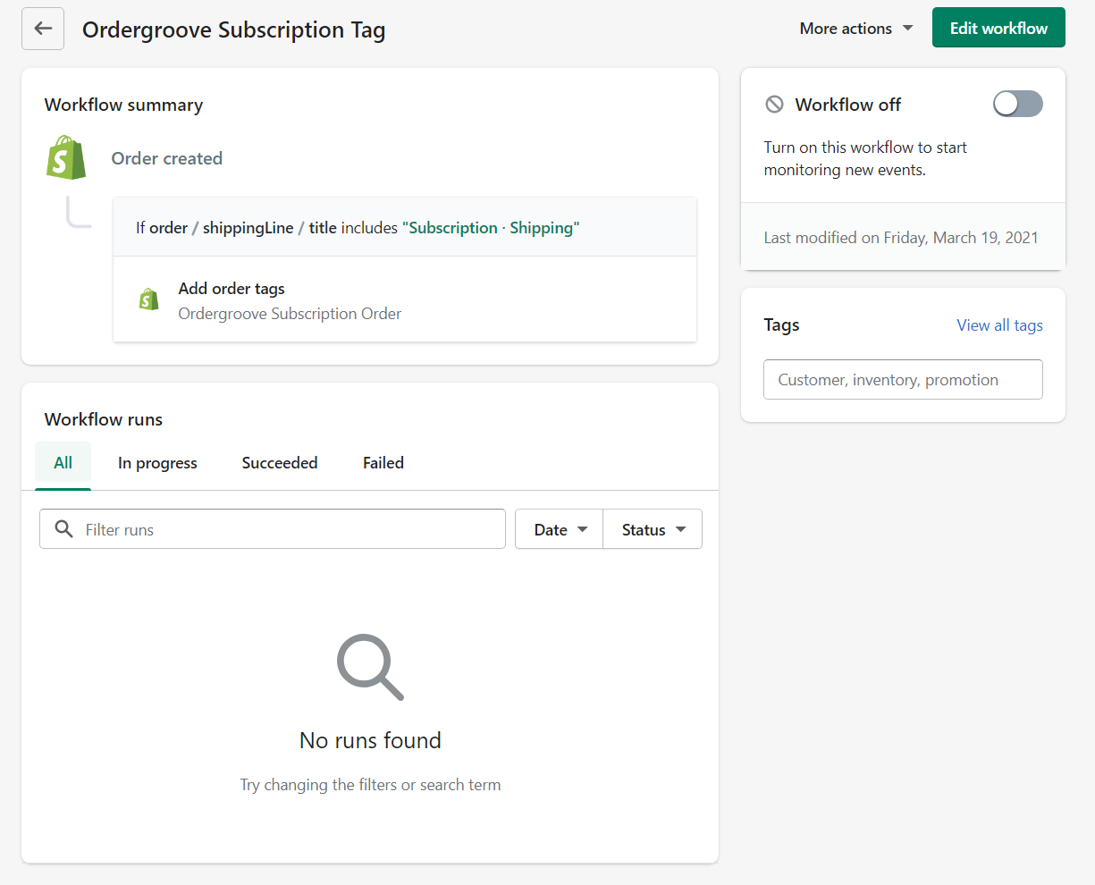 Adding Tags to Orders on Shopify – Ordergroove Knowledge Center
